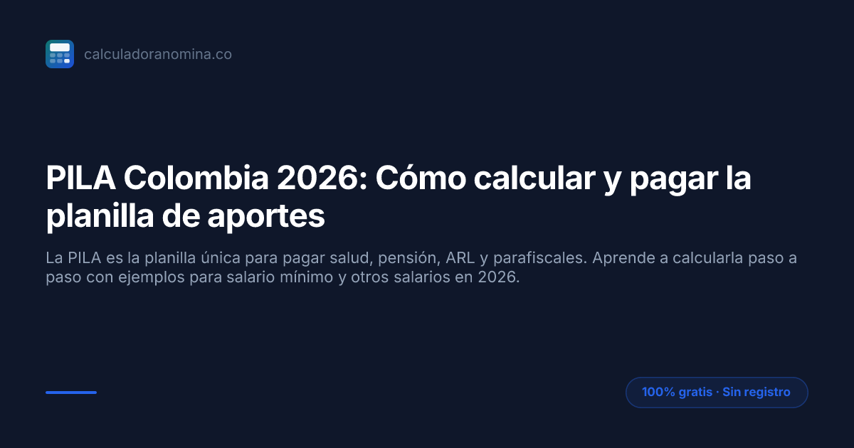PILA Colombia 2026: Cómo calcular y pagar la planilla de aportes